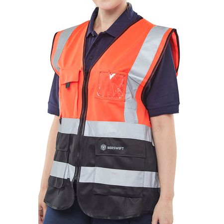 Buy Beeswift Hi-Vis Two Tone Executive ID Vest Red/Black from £8.89