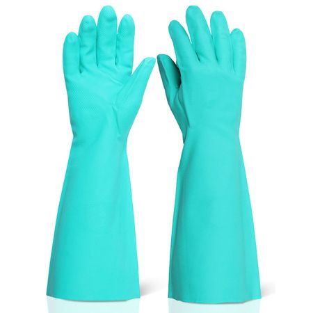Buy Beeswift Nitrile Gloves 18" Green from £8.16