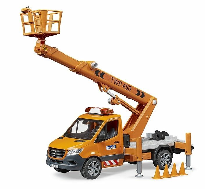 Buy Bruder MB Sprinter with Work Platform + Light & Sound Module 1:16 ...